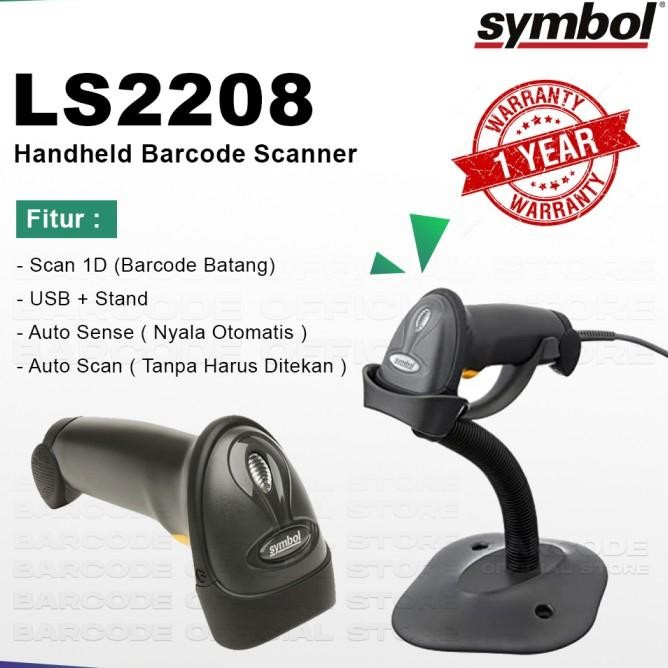 Jual Barcode Scanner Zebra Motorola Symbol Ls2208 Scan Ls-2208 1D ...