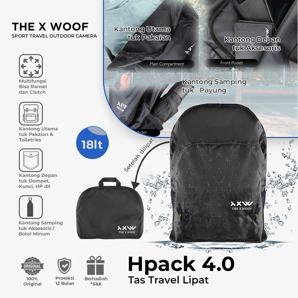 Jual The X Woof Hpack4 - Tas Ransel Lipat Travel UltraLight Ringan ...
