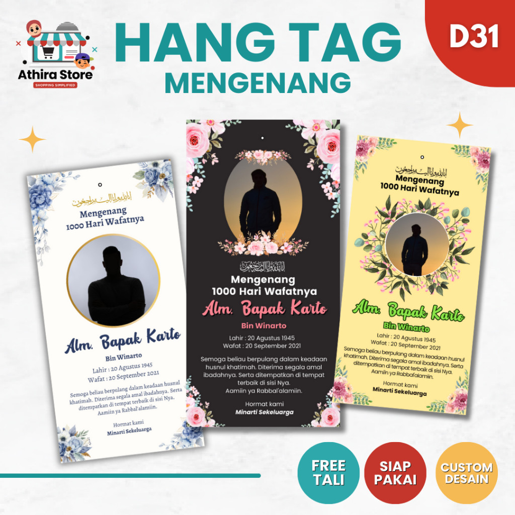 Jual D29 hangtag mengenang / hang tag tasyakuran / syukuran 40 hari / 100 hari / custom | Shopee ...