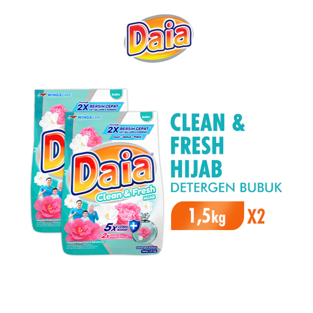 Jual Daia Detergen Bubuk Clean & Fresh Hijab 1,5 kg x2 | Shopee Indonesia