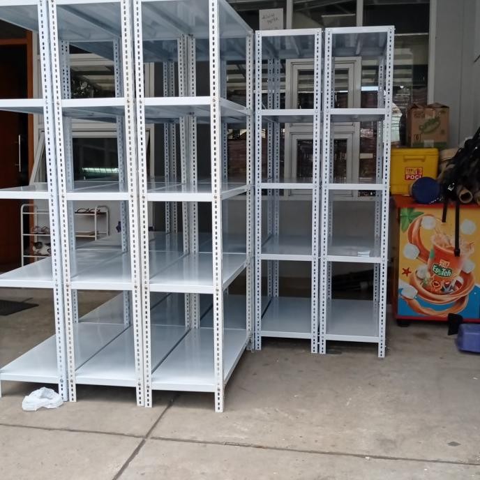 Jual Rak Gudang Besi Susun 5 Putih Plus Tiang Putih 200X100X40 Cm ...