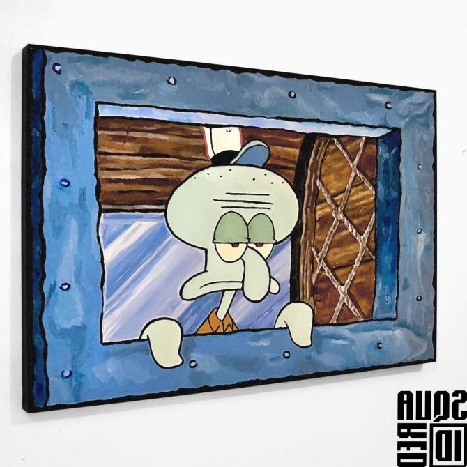 Jual poster kayu unik - squidward murah | Shopee Indonesia