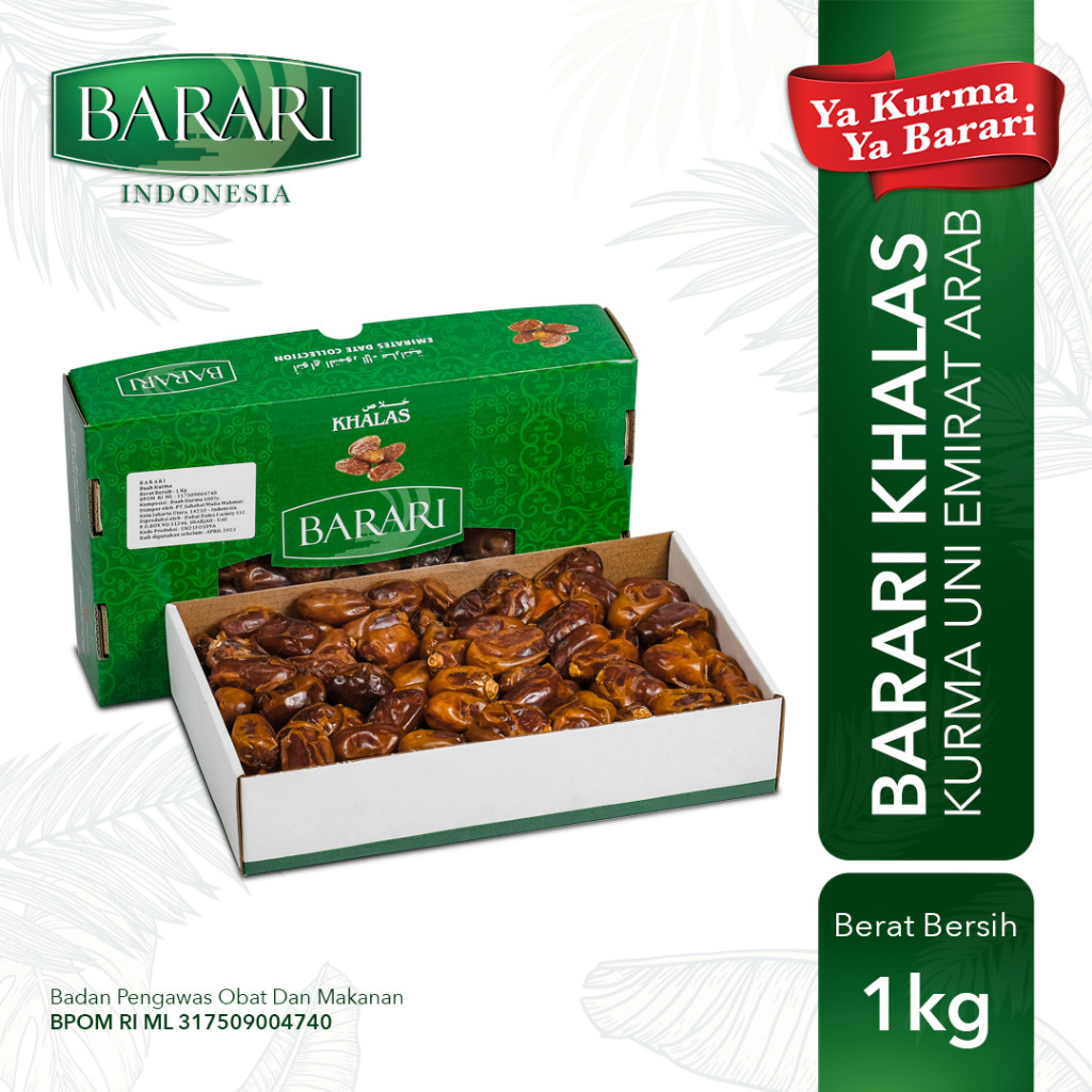 Jual BARARI Khalas Pack Kurma Emirat 1 Kg Premium Dates High Quality ...