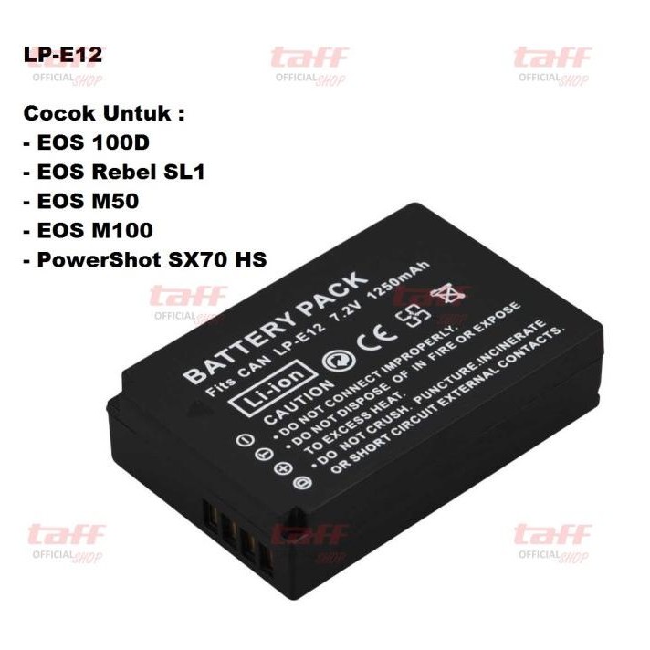 Jual Baterai Lp-E12 Battery 1250 Mah Canon 100D Rebel Sl1 M50 M100 M10 Sx70 | Shopee Indonesia
