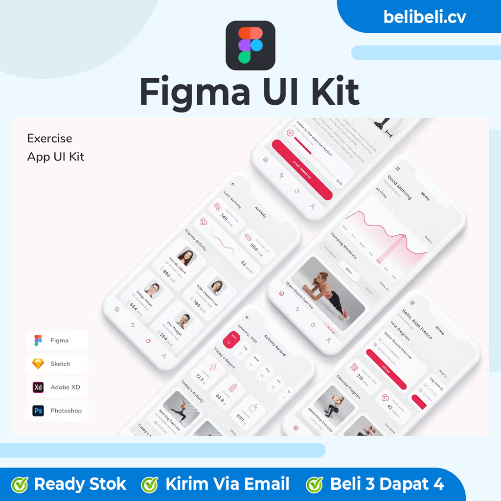 Jual Exercise App UI Kit - Premium Figma UI Kit | Shopee Indonesia