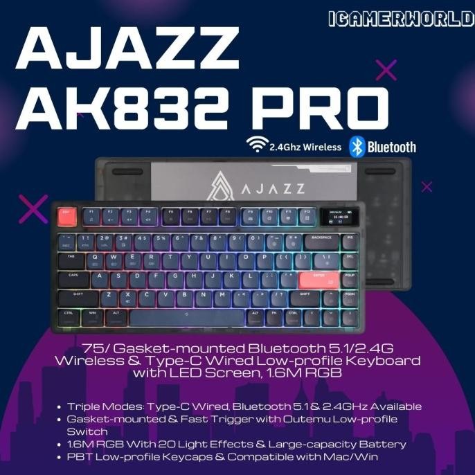 Jual BEBAS ONGKIR - Ajazz AK832 PRO 3 MODE RGB LED PBT Gasked Mount ...