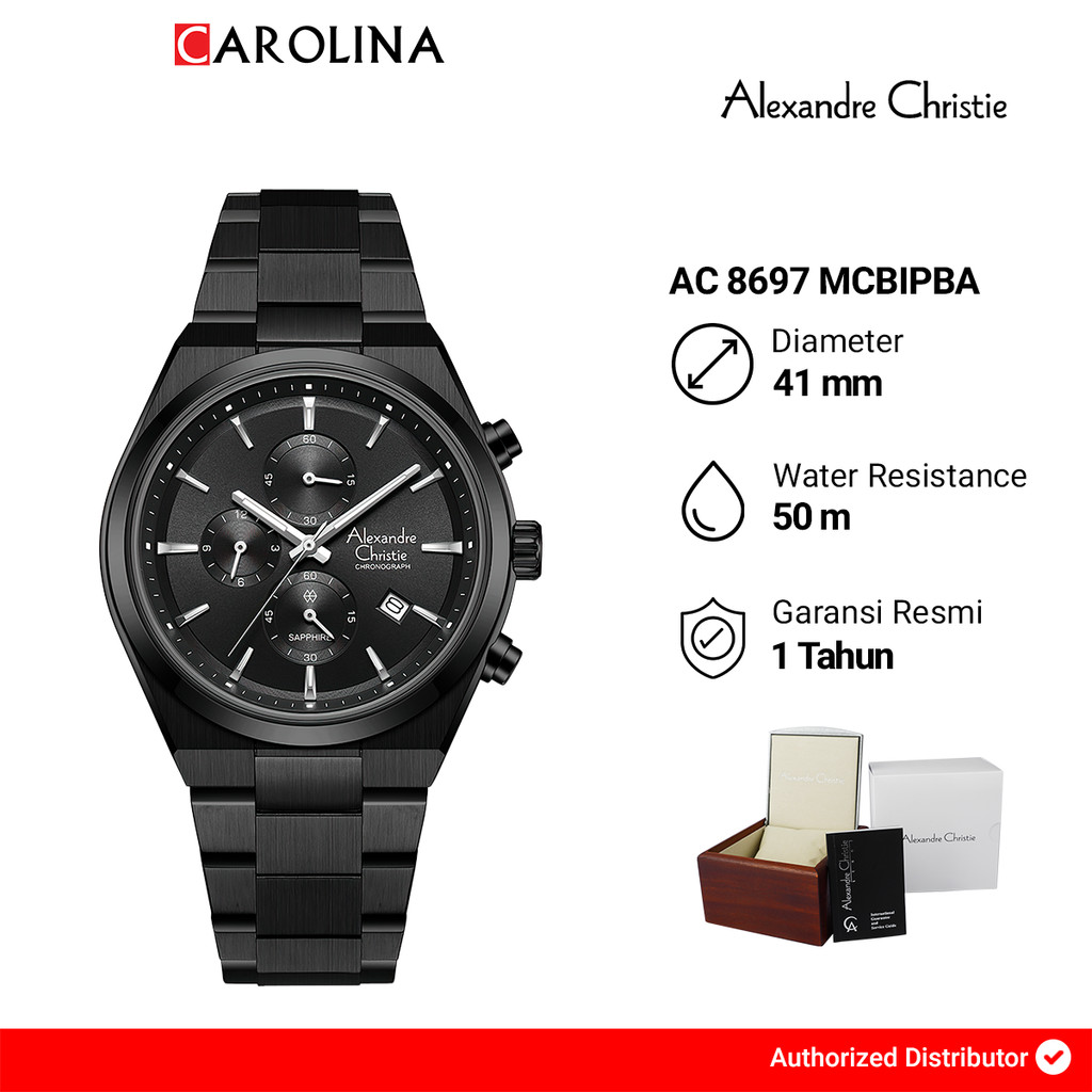 Jual Jam Tangan Pria Alexandre Christie Classic Steel AC 8697 MCBIPBA Black Dial Black Stainless ...