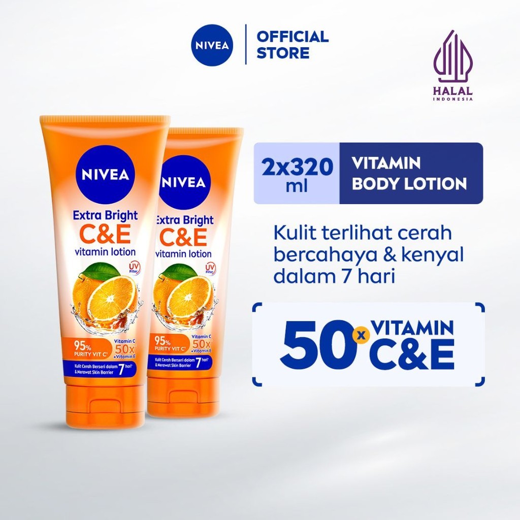 Jual NIVEA Extra Bright C&E Vitamin Body Lotion 320mL Twinpack | Shopee Indonesia