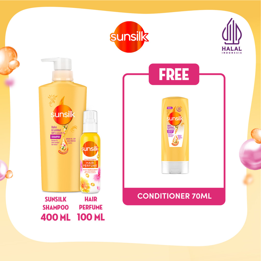 Jual Buy Sunsilk Soft & Smooth Shampoo 400ml + Silky Smooth Hair Perfume 100ml FREE Soft ...
