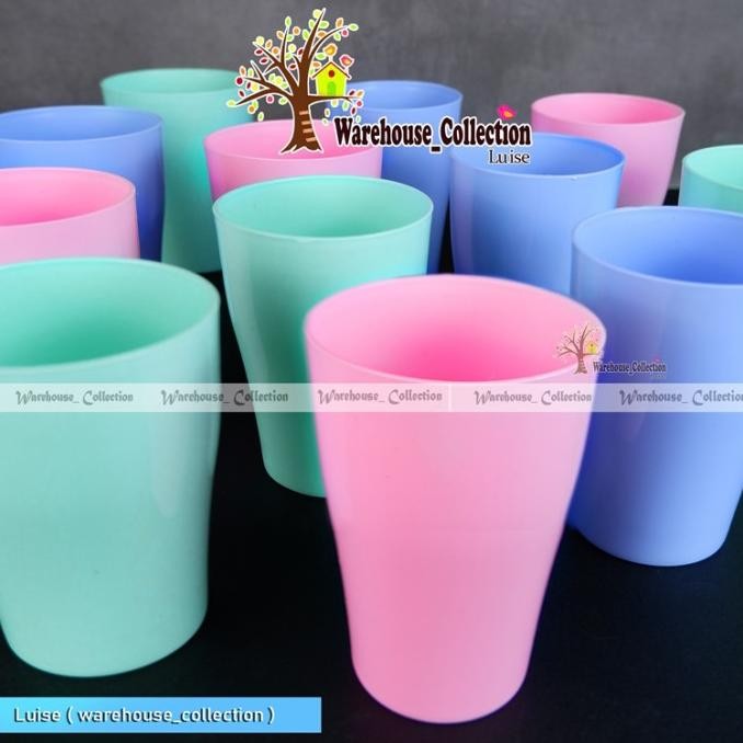 Jual [6 & 12 Pcs] Gelas Plastik Warna Pastel 300Ml// Gelas Minum Tahan ...