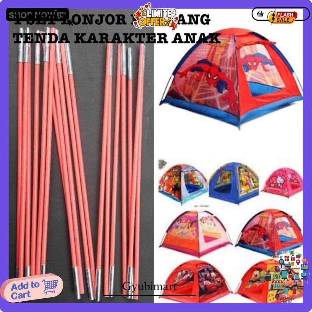Jual 1 Set Rangka Tenda Lonjor Panjang Tenda Karakter Anak Bahan Lebih ...