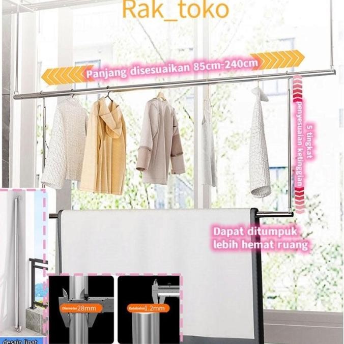 Jual Jemuran Portable Lipat Dinding Stainless Steel Untuk Balkon Kanopi ...