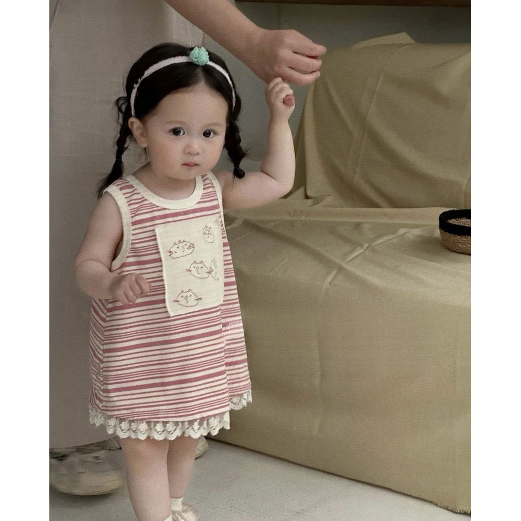 Jual [CCB BABY]Gaun Tank Bergaris Lucu untuk Anak Perempuan | Shopee ...