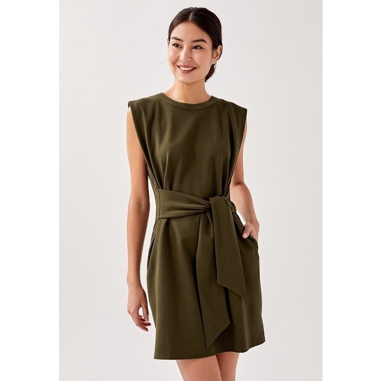Jual Love, Bonito - Sidra Belted Jersey Dress - Olive | Shopee Indonesia