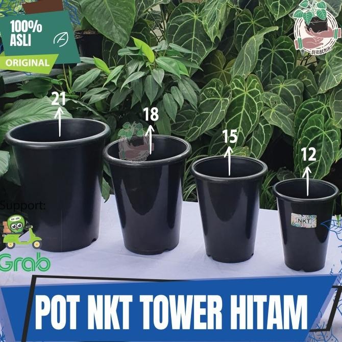 Jual Pot Tinggi NKT Tower Hitam Putih Merah dan Bening Pot Bunga ...