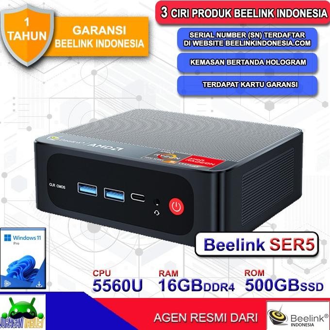 Jual MINI PC BEELINK SER5 RYZEN 5560U 16/500GB NVME WIFI 6E WINDOWS 11 PRO ORIGINAL DAN ...