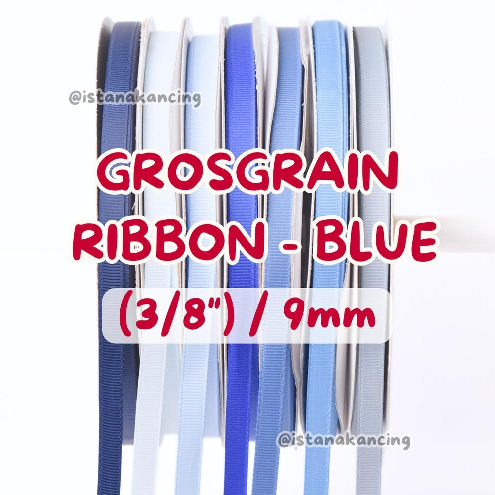 Jual Be09 Pita Grosgrain Double Face 3/8" Inch / 9Mm 1 Meter Blue ...