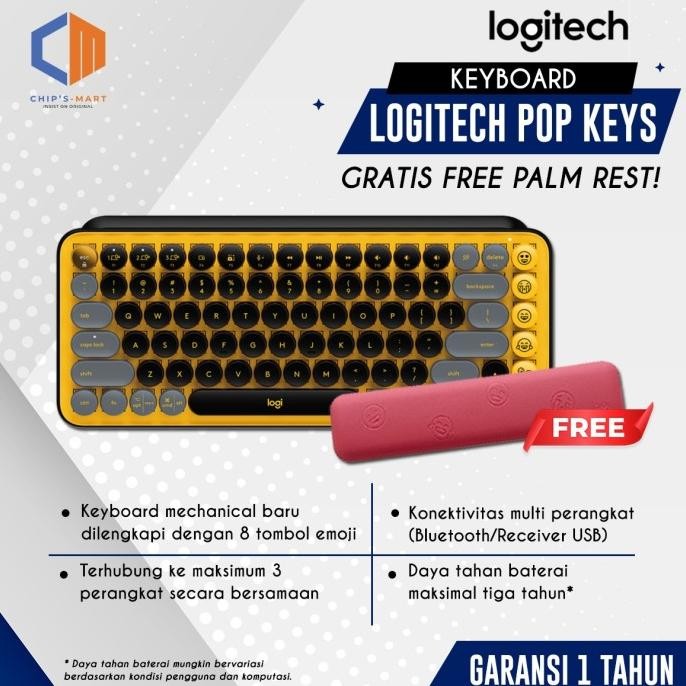 Jual Logitech Pop Keys Keyboard Wireless Mechanical Compact, Emoji Keys ...