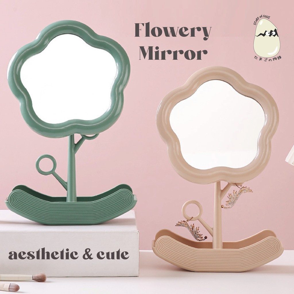 Jual Cermin Aesthetic / Kaca Aesthetic / Cermin Lucu / Flower Aesthetic ...