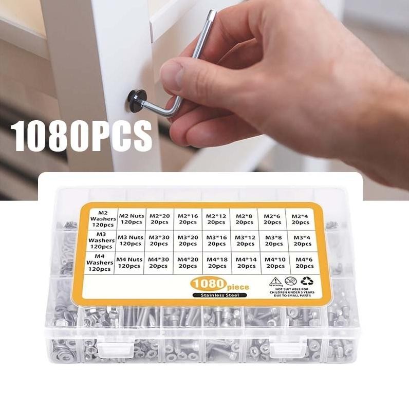 Jual Premium 1080Pcs Kunci Drat Baut Mur M2/M3/M4 304 Stainless Steel ...
