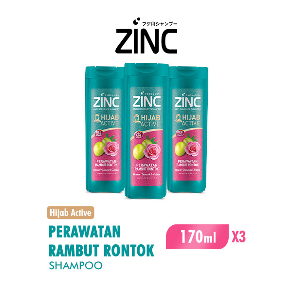 Jual Zinc Shampoo Hijab Active Perawatan Rambut Rontok Botol 170 ml x3 ...