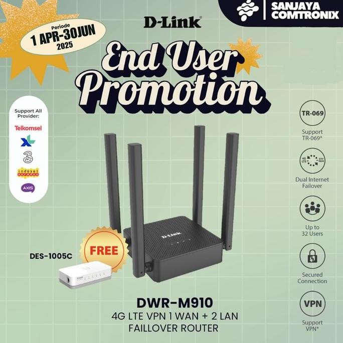Jual READY D-LINK DWR-M910 Wireless N300 4G LTE WAN Faillover Router ...