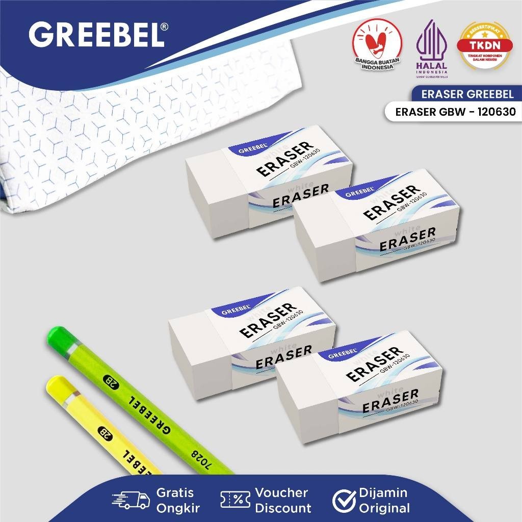 Jual GREEBEL Penghapus Putih / Eraser White Gbb 120630 (3PCS / Set ...