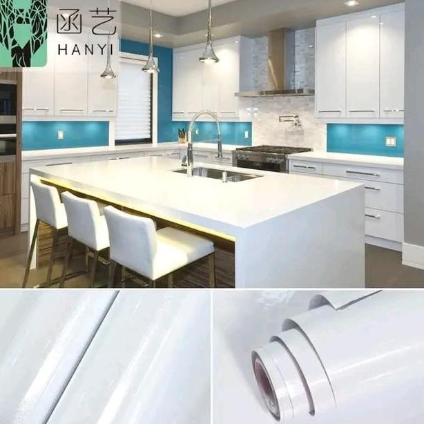 Jual WALLPAPER STICKER DINDING PUTIH POLOS GLOSSY KITCHEN SET Dekorasi ...