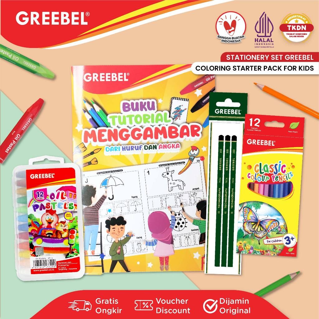 Jual GREEBEL Paket Mewarnai Menggambar Lengkap / Paket Coloring Starter ...