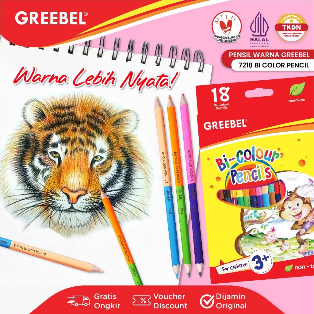 Jual GREEBEL Pensil Warna / Colored Pencil / BI Colour 36 Warna (7218 ...