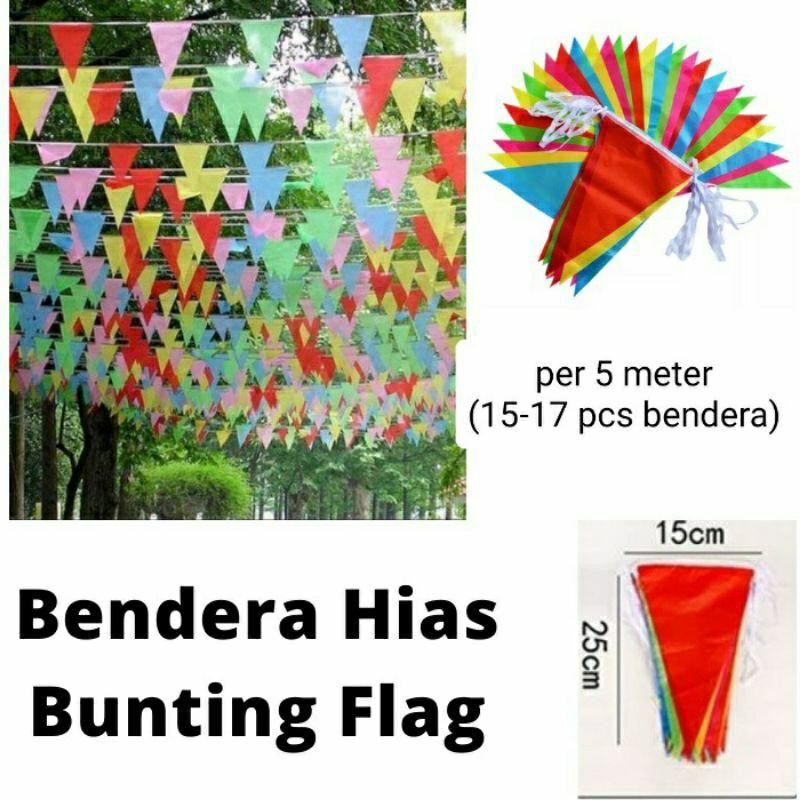 Jual 5 meter Bendera hias/ Bendera kain segitiga / Bunting flag /bendera hias renteng/bendera ...