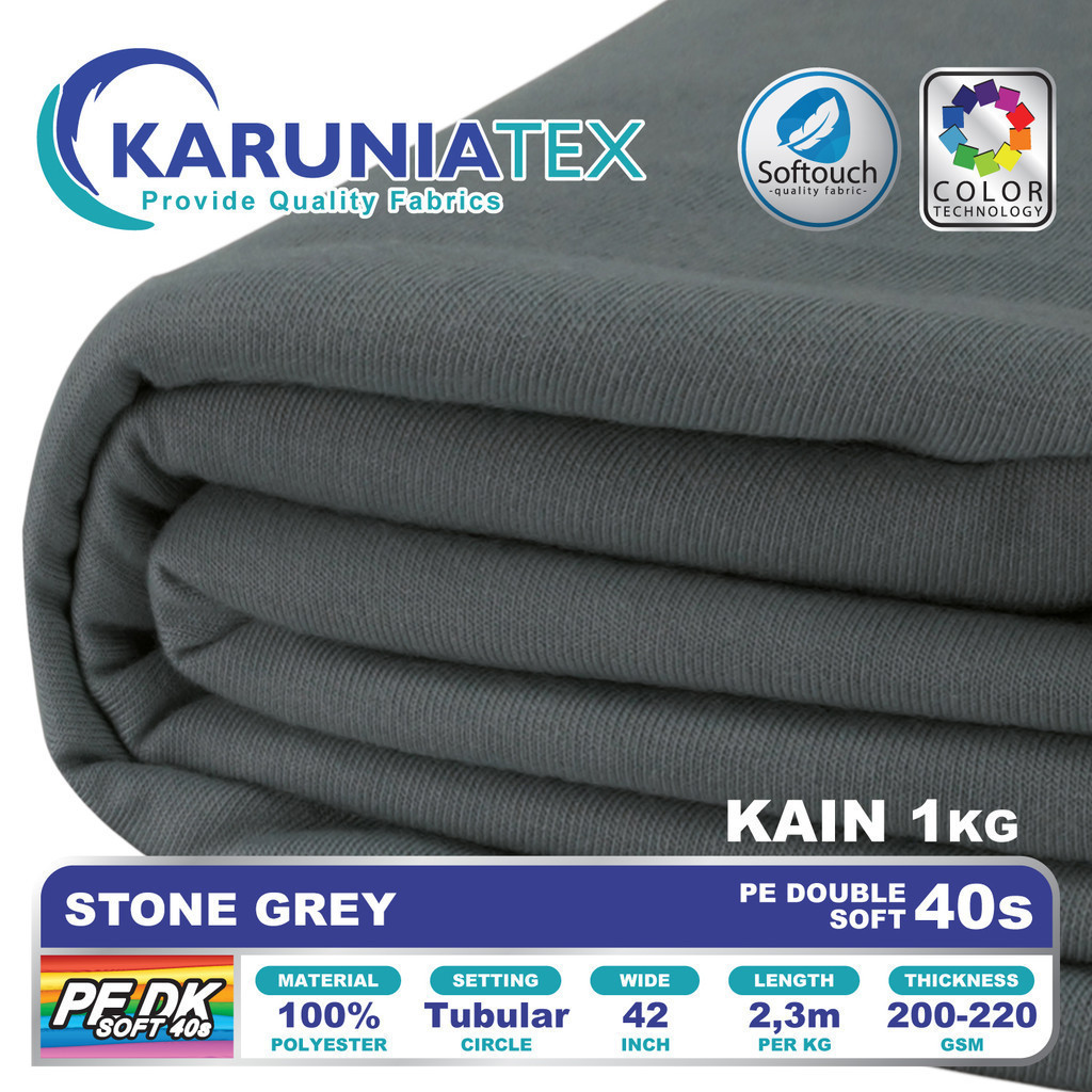 Jual Kain Kaos PE Double Soft 40s Kiloan | Stone Grey | Karunia Textile ...