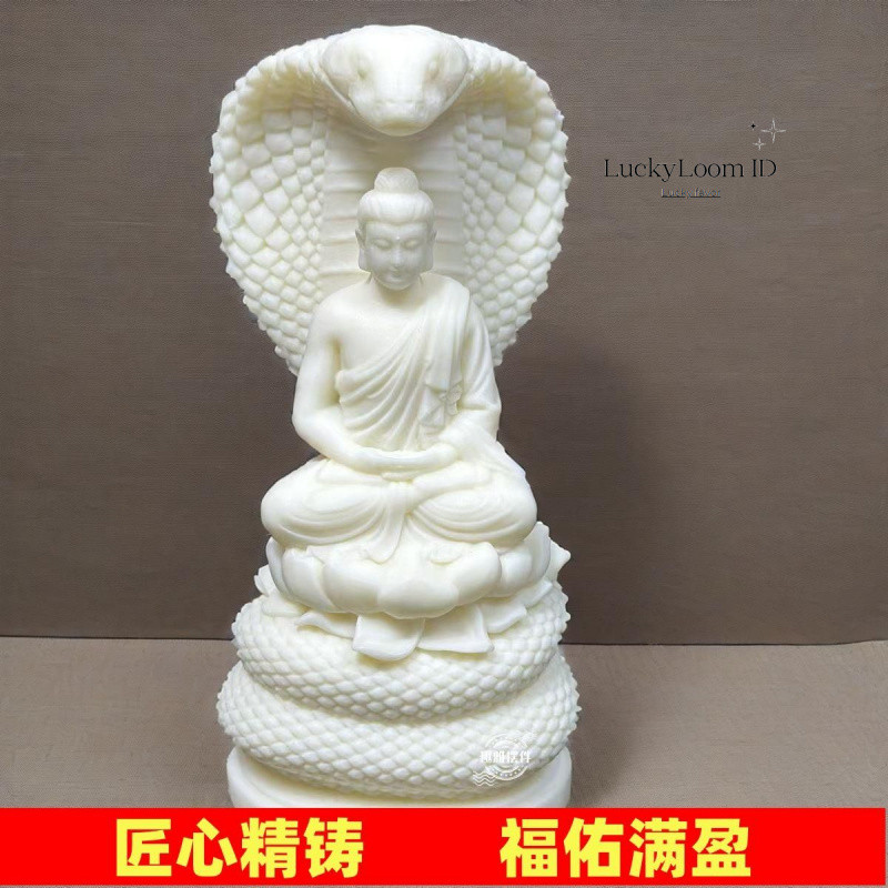 Jual Snake Buddha Rulai Buddha Shakyamuni Figurine Imitation Ivory ...