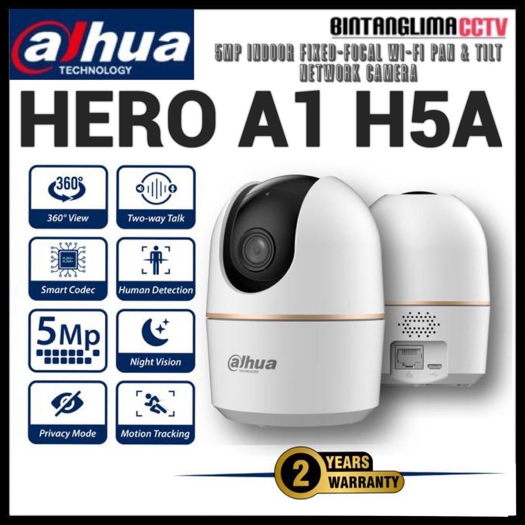 Jual Dahua HERO A1 5MP DH-H5A Smart Indoor Wifi Pan & Tilt Network ...