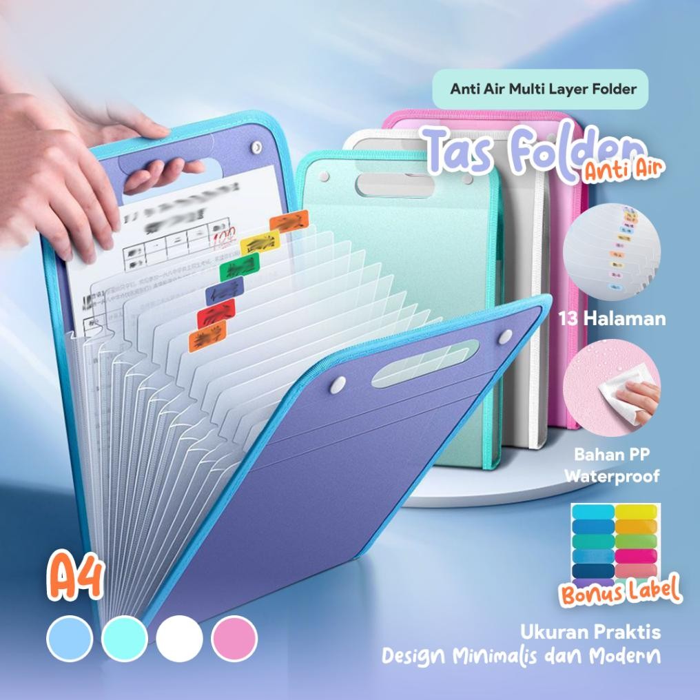 Jual Tas File Handle Warna Transparan Anti Air Multi Layer | Folder Tas ...