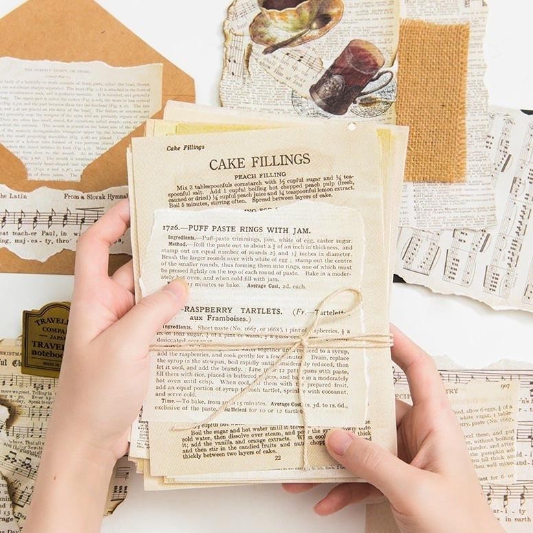 Jual Vintage Material Scrapbook Paper Isi 57 Pcs Kertas Kraft Old Style ...