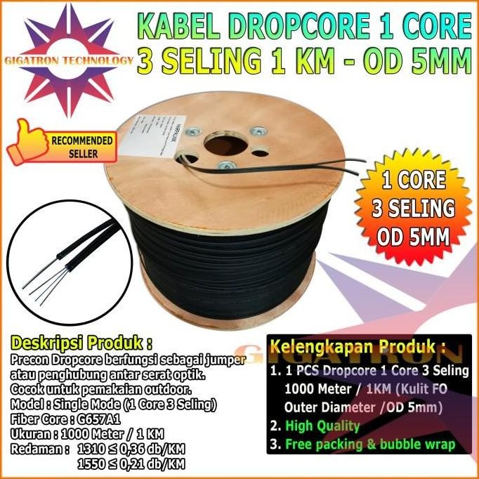 Jual Kabel Dropcore 1 Core 3 Seling 1Km 1000M Wire Fiber Optic Fo ...
