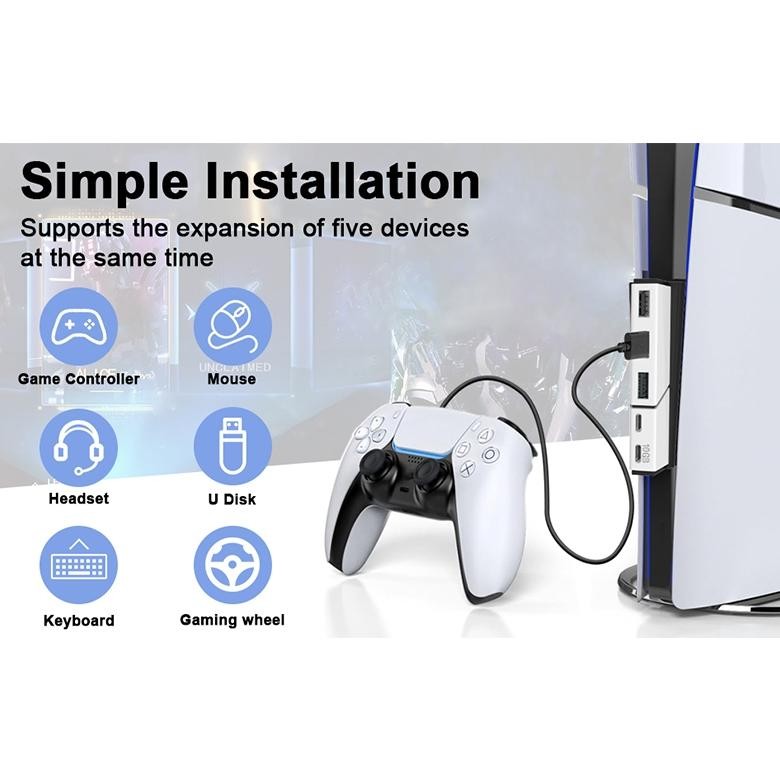 Jual NETPAC USB Hub for PS5 Slim Console Digital 5 Ports High-Speed ...