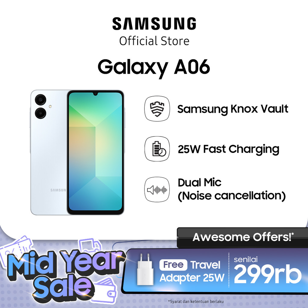 Jual Samsung Galaxy A06 4/64GB - Light Blue | Shopee Indonesia