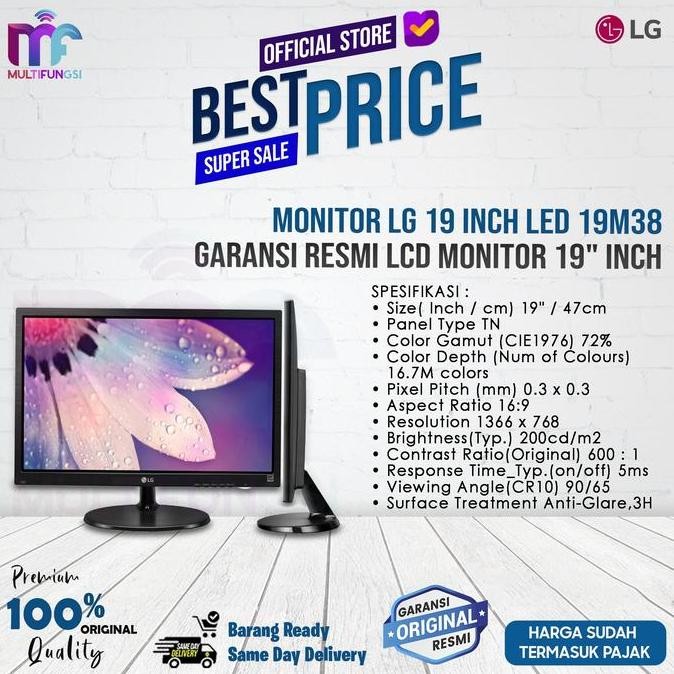 Jual Monitor LG 19" 19M38 - 19M38L (HDMI) HD 60Hz D-SUB Garansi Resmi ...