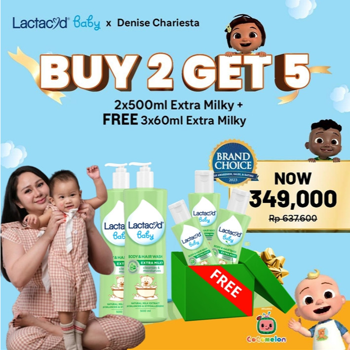 Jual [Exclusive Denise Chariest] [BUY 2 GET 5] Lactacyd Baby Extra Milky 2x500mL - Sabun & Sampo ...