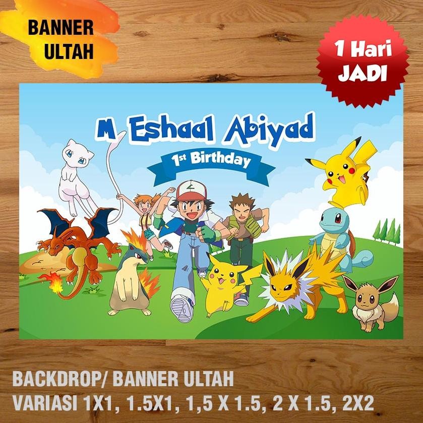 Jual POKEMON PIKACHU BANNER/ BACKDROP/ SPANDUK ULANG TAHUN UL-TAH ...