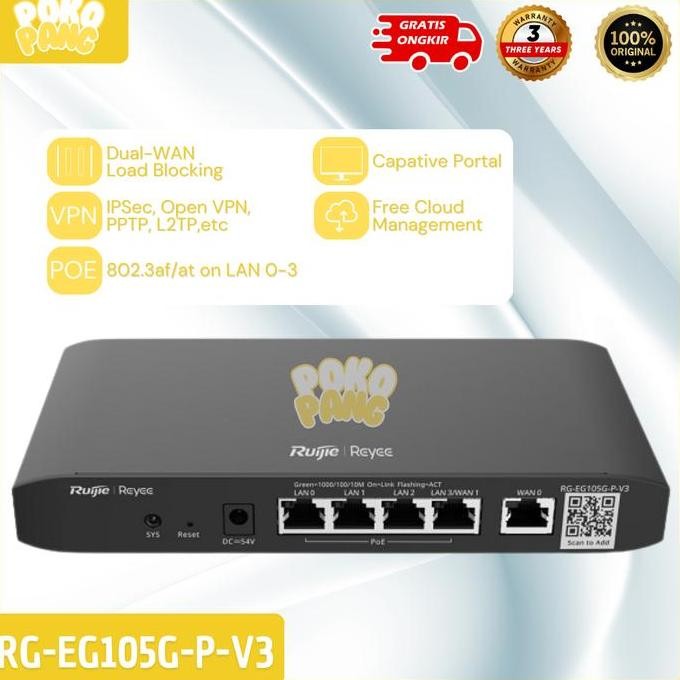 Jual Ruijie Rg-Eg105G-P V3 Reyee Cloud Managed Poe Router New Stok ...