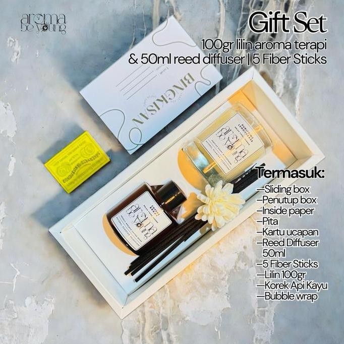 Jual Terlaris Gift Set Premium Scented Candle Reed Diffuser | Parsel ...