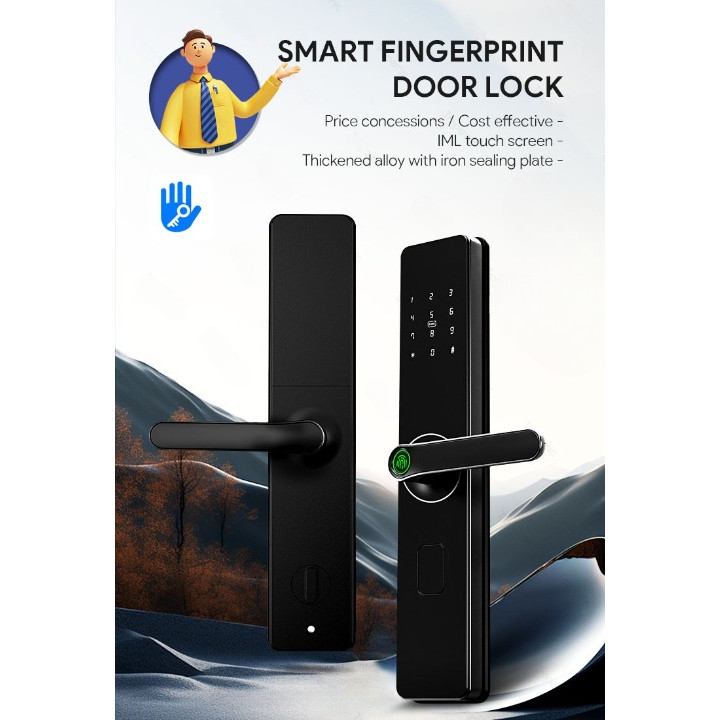 Jual Smart Door Lock TT Lock App WiFi Fingerprint Password - A8F ...