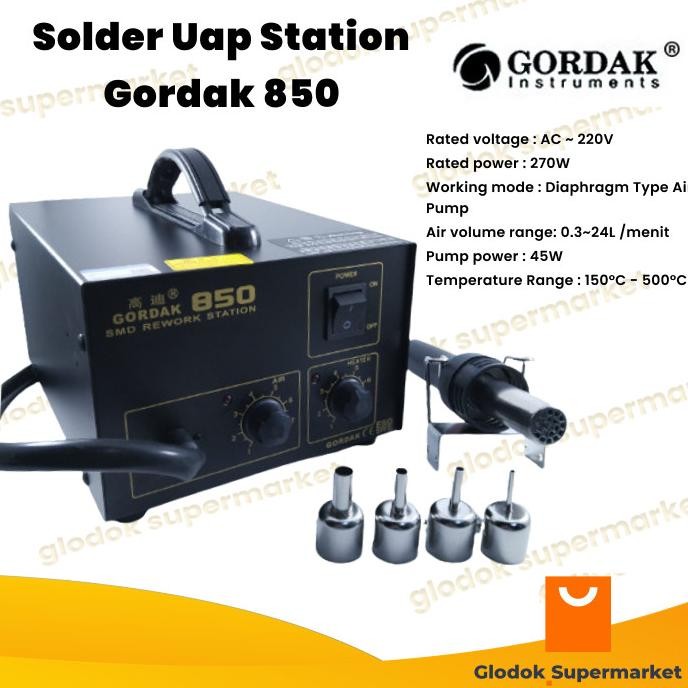 Jual mesin solder uap station gordak 850 heat air gun soldering smd ...