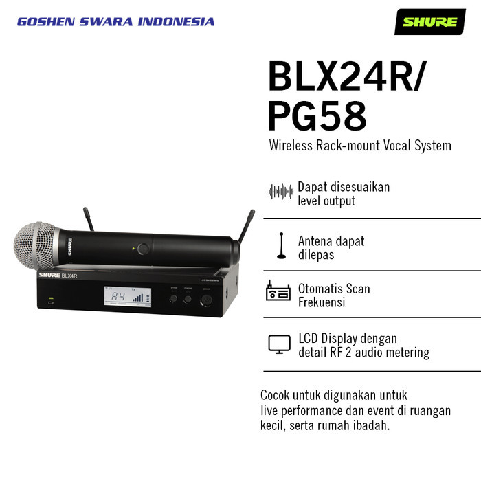 Jual Shure BLX24R/PG58 Wireless Rack-mount Vocal | Shopee Indonesia