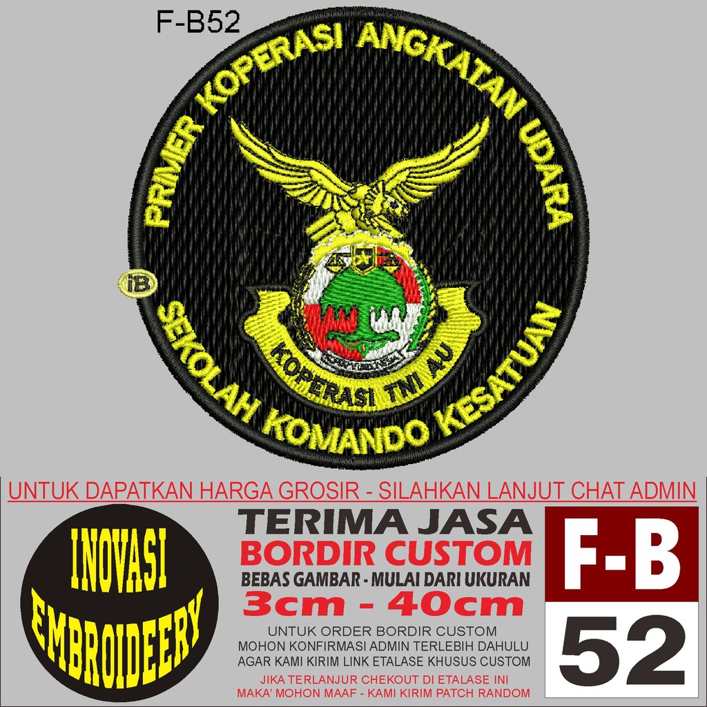 Jual PATCH BORDIR LOGO F-B52 PRIMER KOPERASI ANGKATAN UDARA SEKOLAH ...