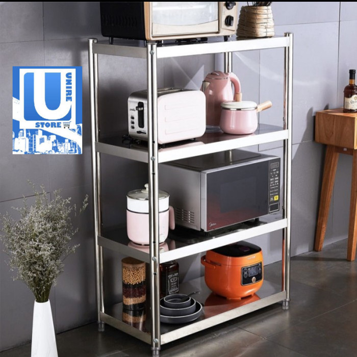 Jual Rak Besi Stainless 4 Tingkat Portabel Rak Serbaguna Oven Microwave ...