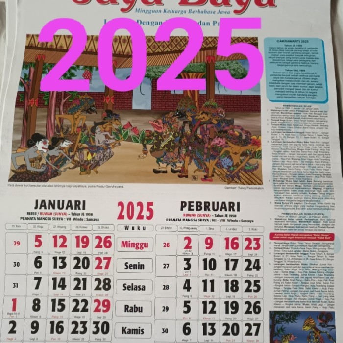 Jual Sale Kalender Jaya Baya 2025 Kalender Jayabaya 2025 Kalender ...